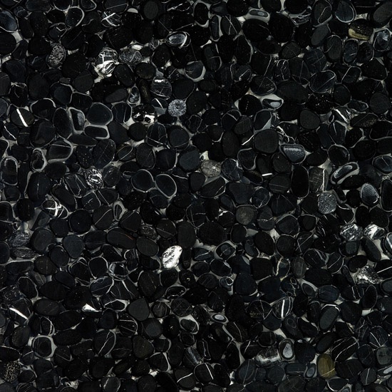 Translucent resin with black pebbles insides