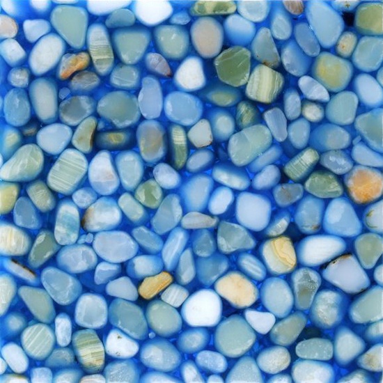 Eco resin panel with pebble inside blue color